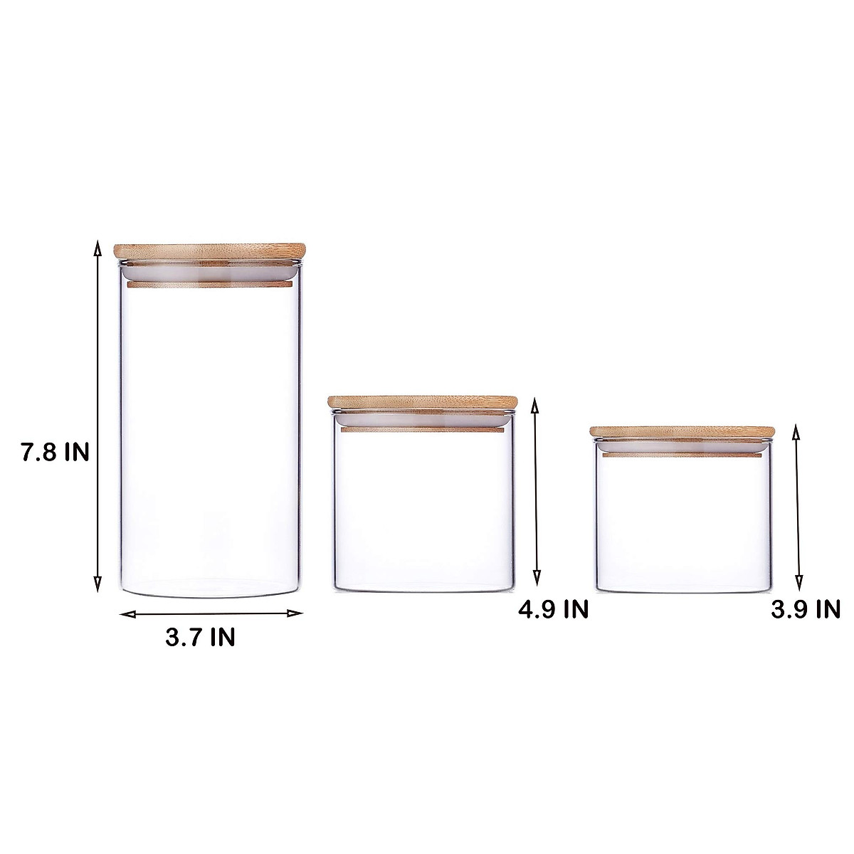 Sohapy Airtight Food Storage Containers Jar Set Cereal Container with Airtight Seal Bamboo Lid Food Organization Sets Cookies Jar Cylinder for Pantry Kitchen Coffee Flour and More Container (3)