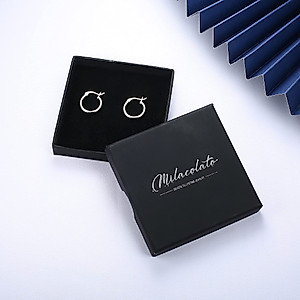 Milacolato 925 Sterling Silver Twisted Hoop Earrings 18K White Gold Plated Wave Chunky Hoop Earrings Hypoallergenic Huggie Stud Earrings for Women