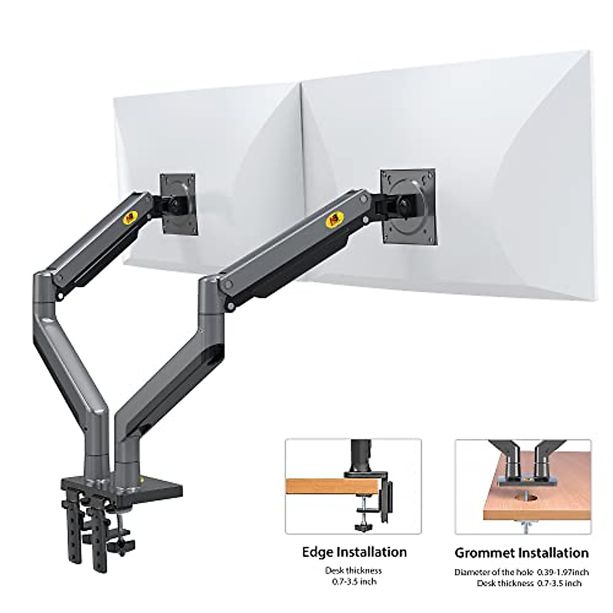 NB North Bayou Dual Monitor, 22''-32'', Arm Ultra Wide Full Motion Swivel Mount with Gas Spring, Load Capacity from 4.4 to 33lbs Each Height Adjustable Stand G35