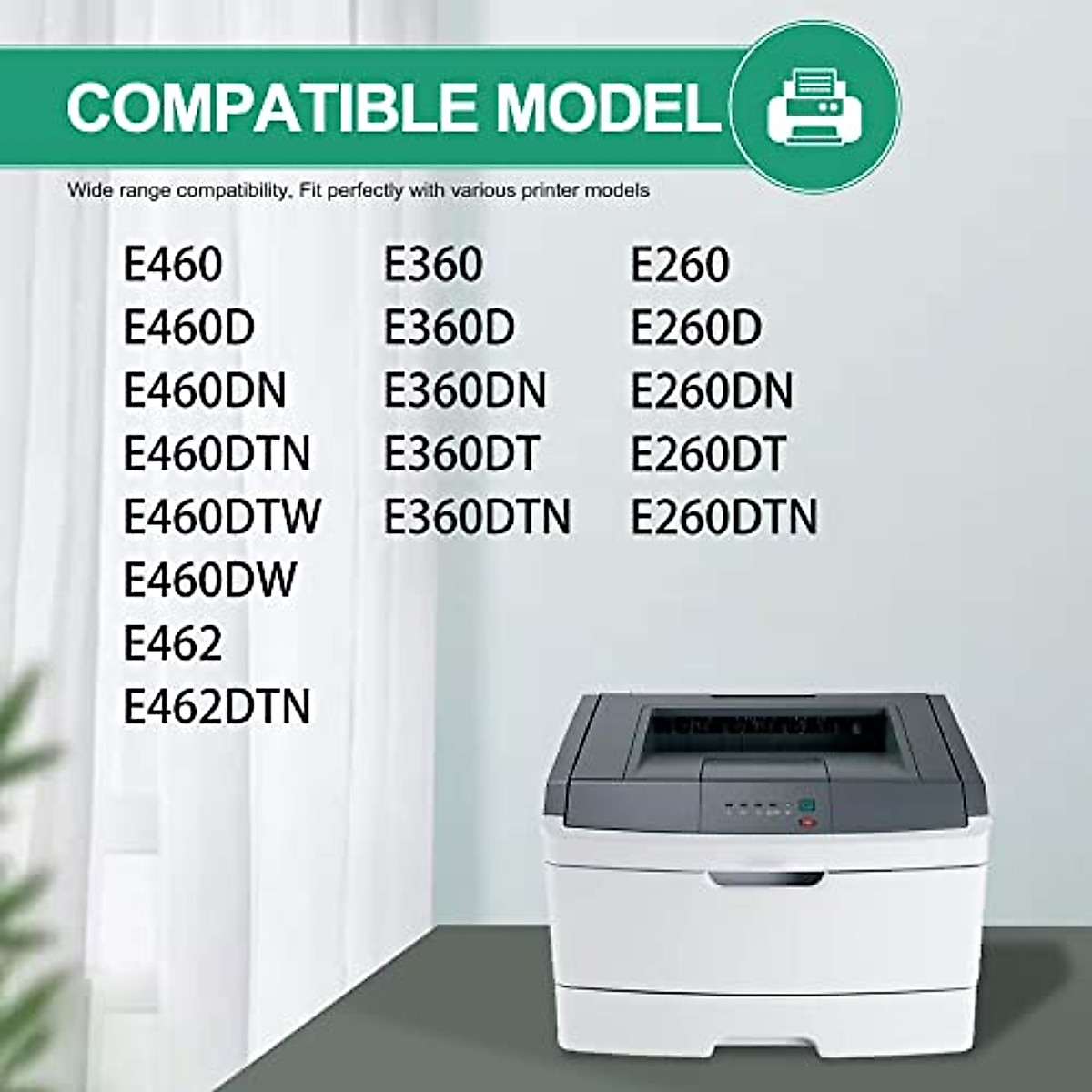DOPHEN 1 Pack E260A11A - E260 E360 E460 E462 Series Black Print Toner Cartridge Replacement for Lexmark E260 E360 E460 E462 Series Printers (3,800 Pages)