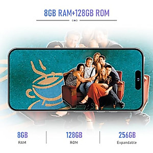 Deeptick Unlock Phone, Android 13 Cellphone, Triple SIM Card Slots, 6800mAh Battery, 6.8 inches Android Phones HD+ Screen,Face ID Qlink Cell Phones (White)