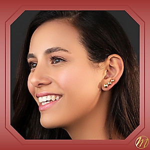 MASSETE 10k Yellow Gold Ball Stud Earrings for Women and Girls Nickel Free 7mm