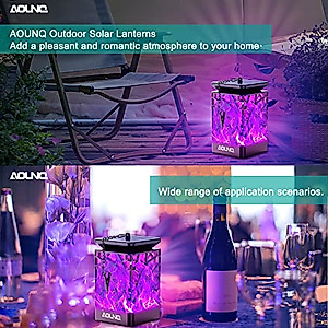 AOUNQ Solar Lanterns Outdoor Waterproof Purple, Upgraded 2 Pack 99 LEDs Flickering Flame Hanging Outdoor Solar Lanterns, Solar Powered Lanterns Lights Outdoor for Garden Patio Yard Porch Decorative