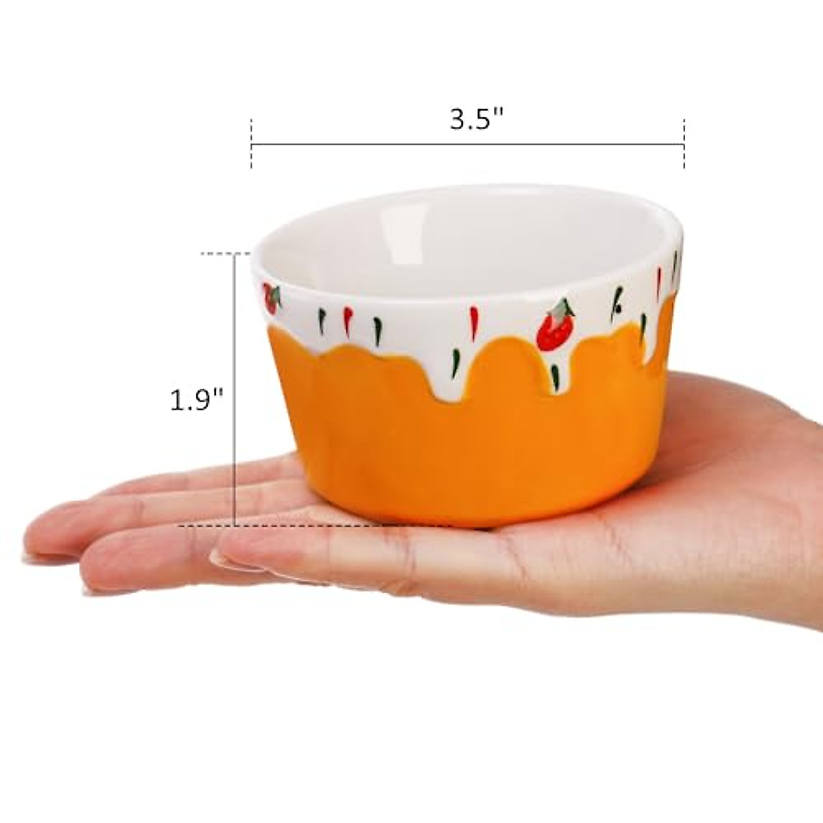ZOOFOX Set of 6 Porcelain Ice Cream Cups, 6 oz Ice Cream Sundae Bowls for Hot or Cold Food, Mini Dessert Bowls for Sundae, Frozen Yogurt, Cupcake, Pudding, Creme Brulee, Lava Cake