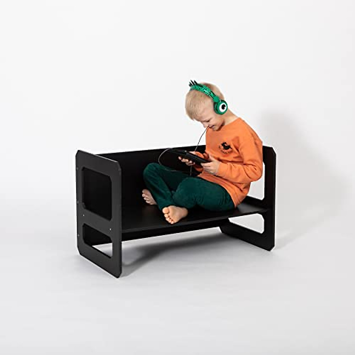 Sweet Home from wood Montessori Wooden Kids Play Table Set, Toddler Table Set or Preschool Learning Table or Chair, Weaning Table, Kids Play Table (Black Color Set 1 Table and 2 Chair)