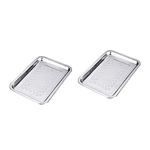 UPKOCH 2pcs nonstick bakeware baking pans bakeware pan fruit dish tray baking plate square appetizer serving tray procedure tray stainless steel platter appetizer platter dental tray cake