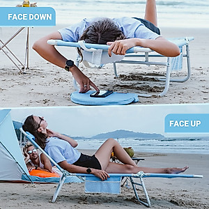 #WEJOY 2 Pack Beach Chaise Lounge Outdoor Lounge Chair with Face Hole Tanning Chair Lightweight Folding Reclining Beach Chair+Removable Pillow for Sunbathing,Patio,Indoor，Pool,Lawn,Backyard