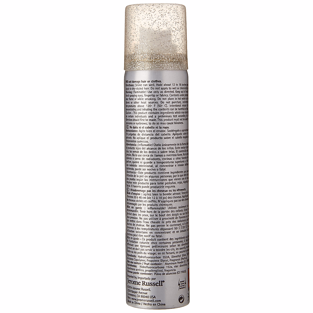 Jerome Russell Hair and Body Glitter Spray, Silver, 2.2 Fluid Ounce