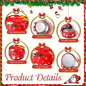 Mumufy 24 Pcs Christmas Cookie Tins 8 Styles Candy Tinplate Retro Tins Candle Tin Storage Containers Metal Cookie Jars Round Nesting Containers for DIY Candles, Dry Storage, Spices, Tea, Candy