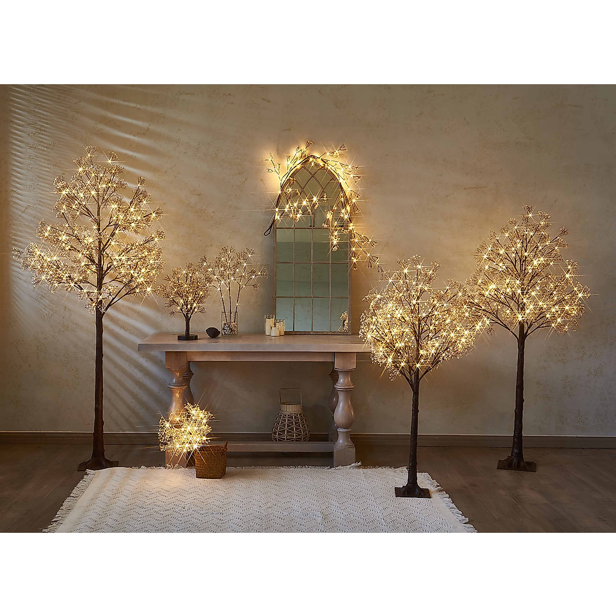 Hairui Lighted Gypsophila Tree 4FT 90 LED Artificial Baby Breath Flowers with Lights for Wedding Party Winter Christmas Holiday Decoration