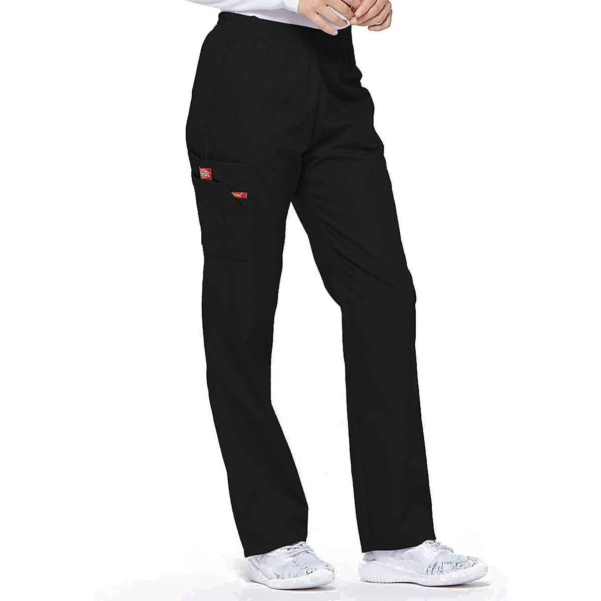 Dickies Women's Signature Elastic Waist Scrubs Pant, Black, Large