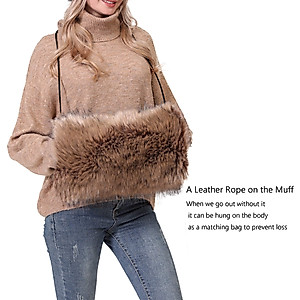 La Carrie Faux Fur Hand Muffs Women Winter Warmer Fuzzy Pouch Furry Plush Muffler Wedding Girl Kids Elegant Luxury Chic(Racoon)