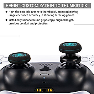 Playrealm FPS Thumbstick Extender & Printing Rubber Silicone Grip Cover 2 Sets for PS5 Dualsenese & PS4 Controller (Cthulhu Abyss Blue)