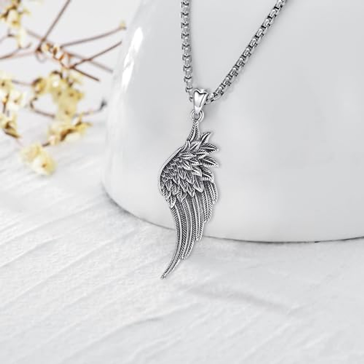 LOOVE Angel Wing Necklace for Women Sterling Silver Guardian Angel Necklace Wing Pendant Charm Angel Jewelry Women