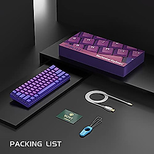 BOYI Wired 60% Mechanical Gaming Keyboard, Mini RGB Cherry MX Switch PBT Keycaps NKRO Programmable Type-C Keyboard for Gaming and Working (Queen Color,Cherry MX Red Switch)