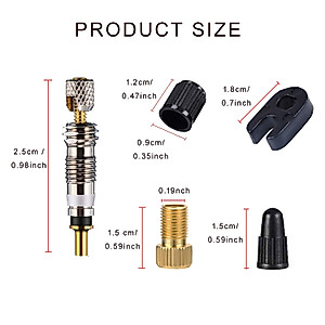 COOLWHEEL Presta Valve Core Tool Set -18Pcs Valve Repair Kit, Tubeless Brass Valve Core Replacement with Schrader Valve Adapter and Caps Bicycle Tire Accessories for Cycling MTB Road Bike