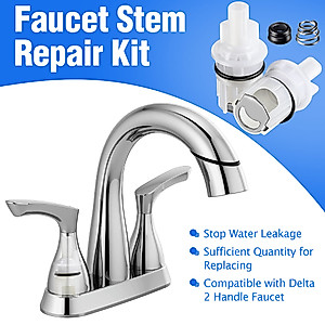 Enhon 3 Pack Faucet Cartridge Repair Kit Compatible with Detla RP17400 RP4993 Faucet Stem Seat Spring, O Ring, Cartridge Replacement Part for 2 Handle Bathroom Shower Tub, Kitchen Faucet Repair