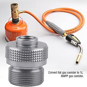 Dioche Gas Adapter, Camping Gas Canister Adapter Convertor Valve Flat Canister to 1L MAPP Gas Adapter
