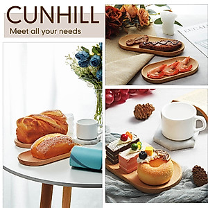 Serving Tray 4 Pieces Oval Dessert Cup Tray Rustic Small Wooden Tray Shallow Serving Plates Veggie Tray Serving Platter Set Cheese Plate Tableware Decorative Tray, 3.9 x 9.1 Inch, 3.9 x 7.1 Inch