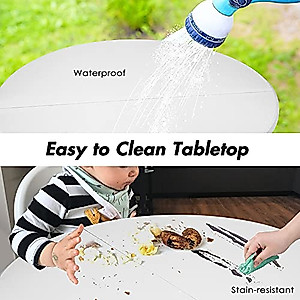 Vilobos Round Folding Table, 4.4-Foot 53” Dia Portable Plastic Table Comfortable for 6 to 8 Seat, Party Banquet Table for Conference Card Camping Wedding Dining Outdoor Picnic Family Festival Events