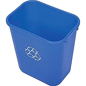 Global Industrial Plastic Recycling Wastebasket, 28-1/8 Qt., Blue