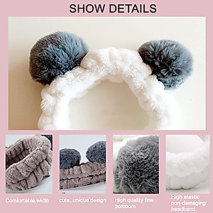 Muulaii Panda and Bear Headbands for Women Washing Face, Makeup, Girls and Baby Cute Elastic Facial Hair Bands, Beauty Products Spa Shower Headwrap Costume Hair Accessories
