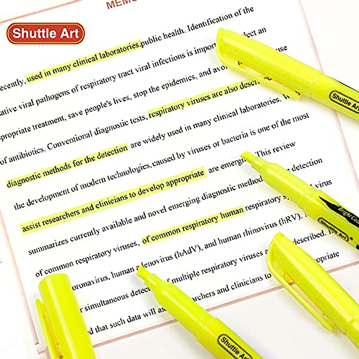 Shuttle Art Yellow Highlighters, 30 Pack Highlighters Bright Colors, Chisel Tip Dry-Quickly Non-Toxic Highlighter markers for Adults Kids Highlighting in Home School Office