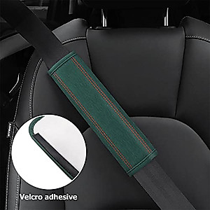 BELOMI 2PCS Car Seat Belt Cover, PU Leather Seatbelt Strap Covers, Breathable Soft Shoulder Pad Protector, Comfortable Protect Your Neck, Vehicle Accessories Universal for All Cars (Green/Red)