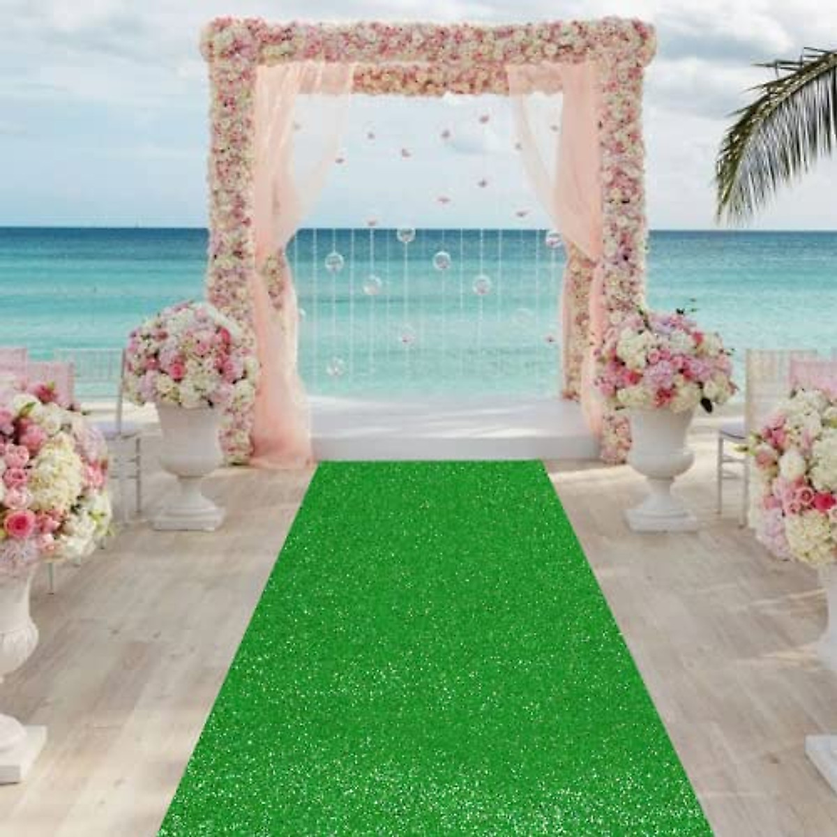 Wedding Aisle Runner Green Sequin Aisle Runner for Wedding Ceremony 4FTx15FT Wedding Runner Aisle Runway Glitter Aisle Runners for Parties Wedding Accessories Aisle Carpet for Bridal Shower Decor