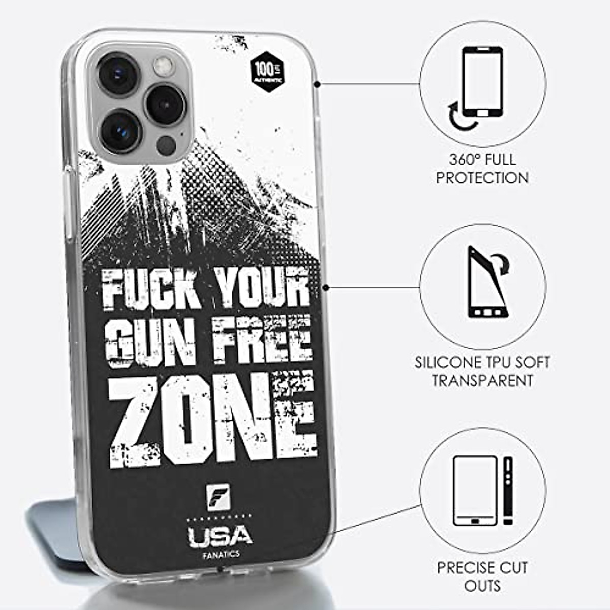 Phone Case Fuck Your Gun Free Zone USA Patriot Design Silicone Transparent - Compatible iPhone and Samsung (Samsung Galaxy A04)
