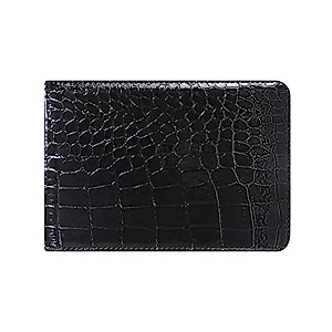 Scott Edward Golf Scorecard Cover Leather Scorecard Holder Statistic and Score Tracking Waterproof Soft Thick (Black Texture)