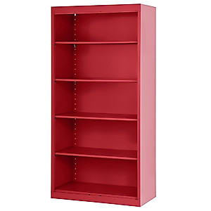 Sandusky BA40361872-01 5-Shelf Elite Series Wielded Bookcase with Adjustable Shelves, Open Display Bookshelf for Home, Office, 18"D x 36"W x 72"H, Red