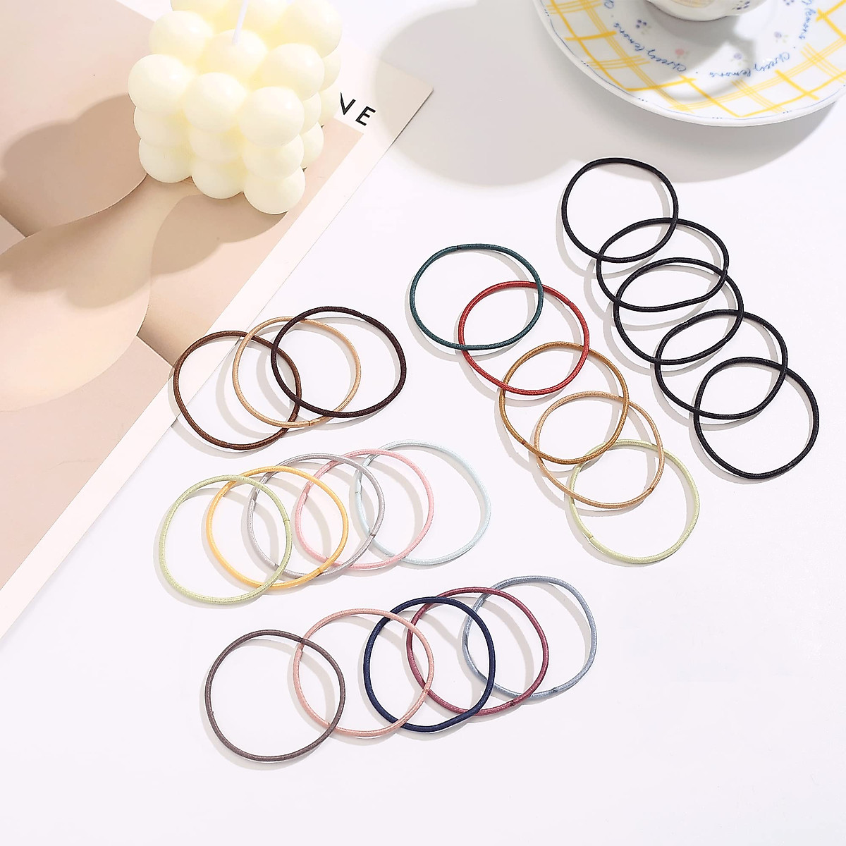 500 PCS Hair Ties for Thin Hair - 2mm x 4cm Premium Nylon Black Hair Tie Bulk for Women Girl Small Ponytail Holders Men Hair Elastic Band(Multicolor)