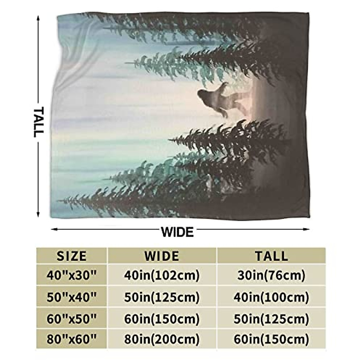Hide and Seek Bigfoot Flannel Fleece Boho Throw Blanket Super Soft Cozy Warm Plush Bedding for Adults Kids Lightweight Blankets for Couch Sofa Bed 80"X60"