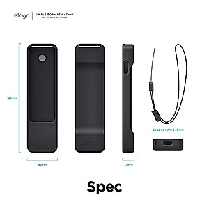 elago R1 Case Compatible with 2022 Apple TV 4K Siri Remote 3rd Gen, Compatible with 2021 Apple TV Siri Remote 2nd Gen- Magnet Technology, Lanyard Included, Full Access to All Functions [Black]