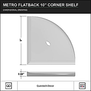 Questech Décor 10 Inch Corner Shower Shelf Bathroom Caddy, Wall Mounted Corner Shower Shelf, Retrofit Shelf for Tiled Shower Walls, Bathroom Corner Shelf, 10 Inch Metro Flatback, Cool Gray Polished