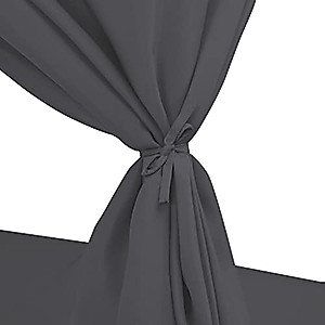 vidaXL Outdoor Lounge Bed with Curtains Poly Rattan Gray