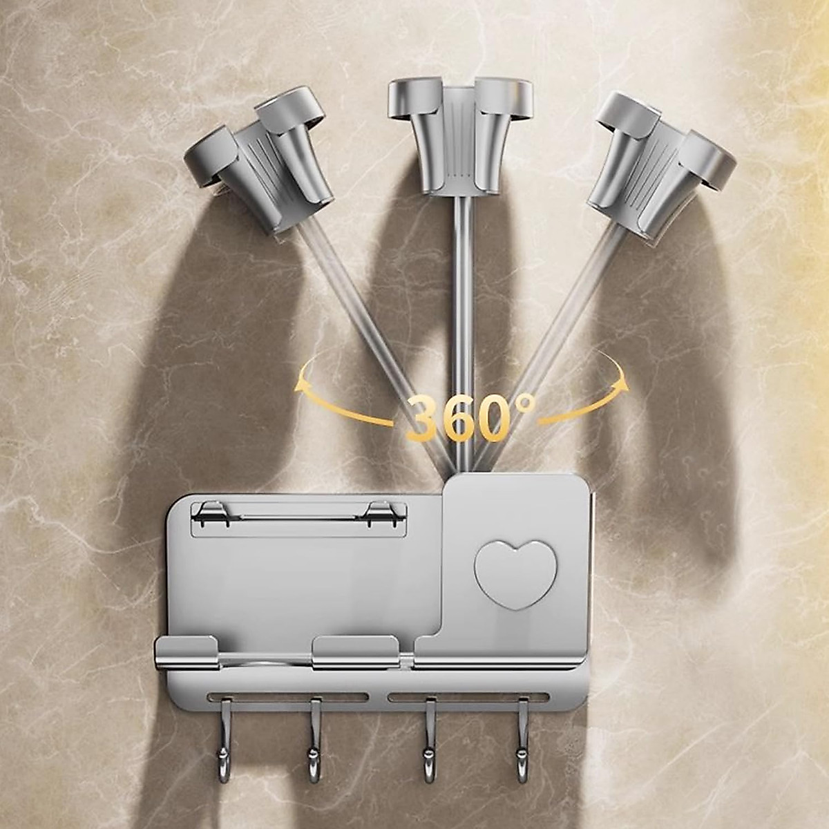 PIANYEATS Adhesive Hands Free Wall Mounted No Drilling Blow Hair Dryer Holder Stand Rack Frame Hanger Shelf Hook toll Organizer Storage for Bathroom