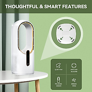 let'me Desk Fan, 12in Quiet Bladeless Fan Rechargeable Desktop Fan, Small Fan For Desk Cooling With 3 Speeds, Touch Control, Usb Cord, Personal Fan For Bedroom, Office, Home