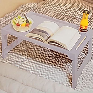 Folding Lap Table TV Bed Tray Eating Food l Reading/Laptop Desk On Bed or Couch with Cup Holder & Foldable Legs