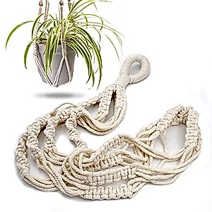 Macrame Plant Hanger with Short Rope (No Tassel) - 23 Inch - Cotton Macrame Cord for Boho Decor Flower Pots - Bohemian Chic Home Decor, Simple Indoor Outdoor Hanging Houseplants or Terrarium | 1 Pack