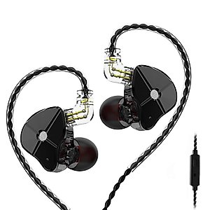 Senlee TRN ST1 Earphones with 1BA and 1DD, Hybrid Metal Earphones Headphones HiFi in-Ear Monitor with Detachable 2Pin Cable(with Mic, Black)