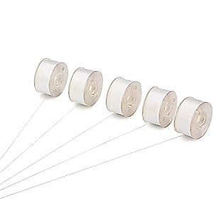 Simthread 144pcs Embroidery Pre-Wound Bobbins Thread, Class 15 Type A Size SA156, Polyester White 60 wt, Bernina Pfaff Ambition BabyLock Brother Embroidery and Sewing Machines Plastic Side