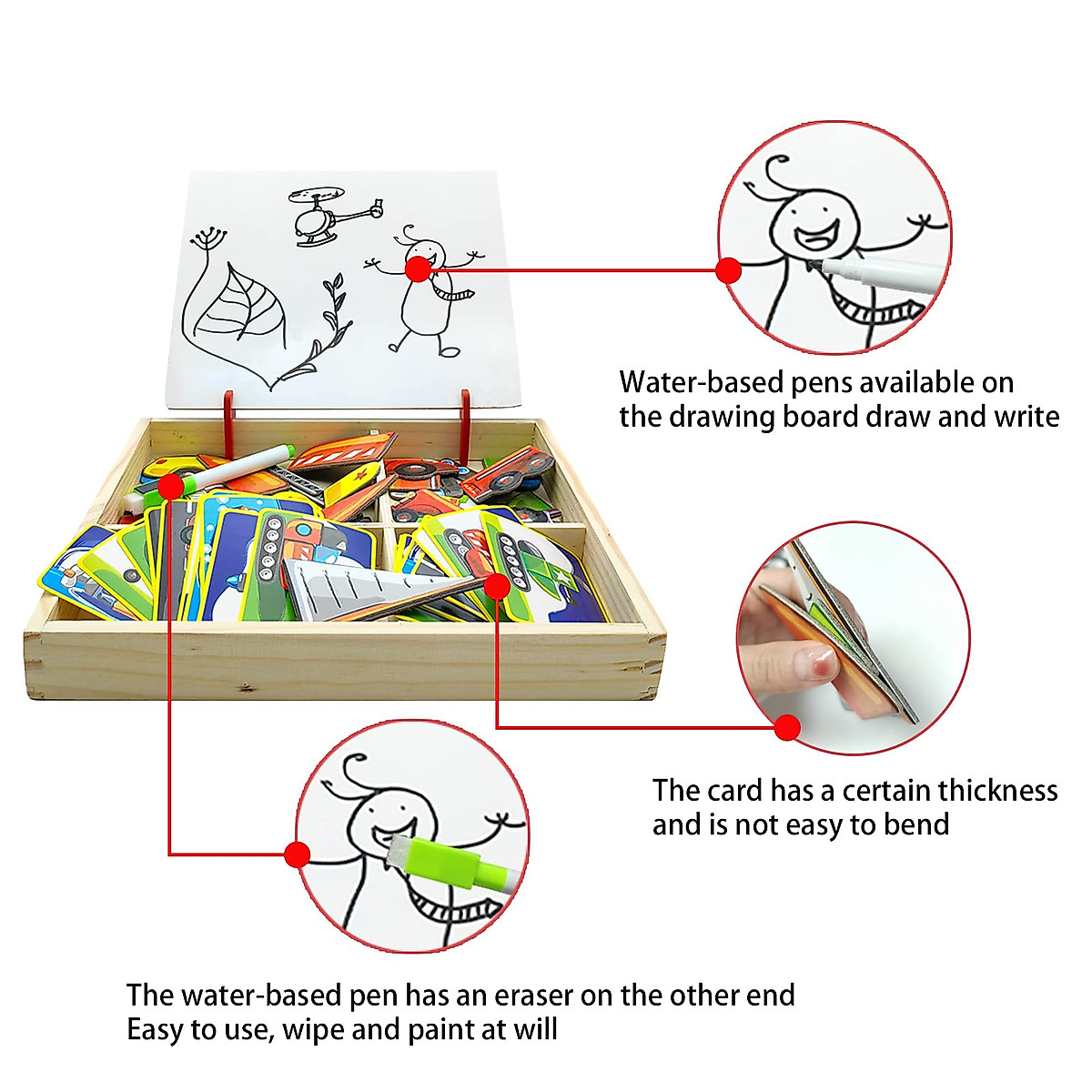 wskvoker 85-Pieces Magnetic Puzzle Drawing Board,Preschool Educational Learning Toys Set for 3 4 5 Year Old Boys Girls,Transportation Cognition Puzzles Travel Toy with Organize Box.