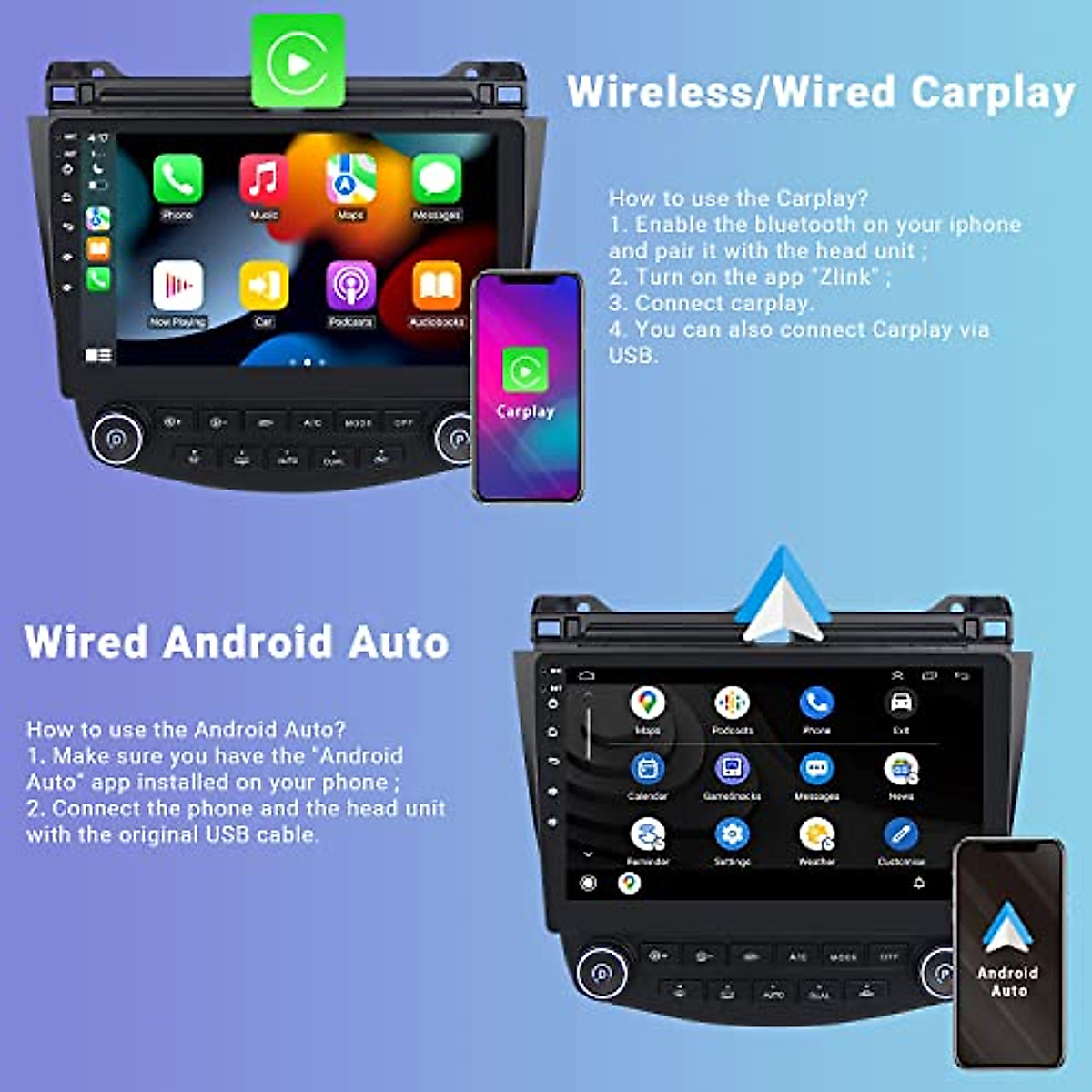 Evonavi |2GB+32GB| Car Stereo Radio for Honda Accord 7th 2003 2004 2005 2006 2007, 10.1 Inch IPS Touch Screen for Head Unit with GPS Navigation WiFi Bluetooth AM/FM/RDS 32EQ+DSP Carplay Android Auto