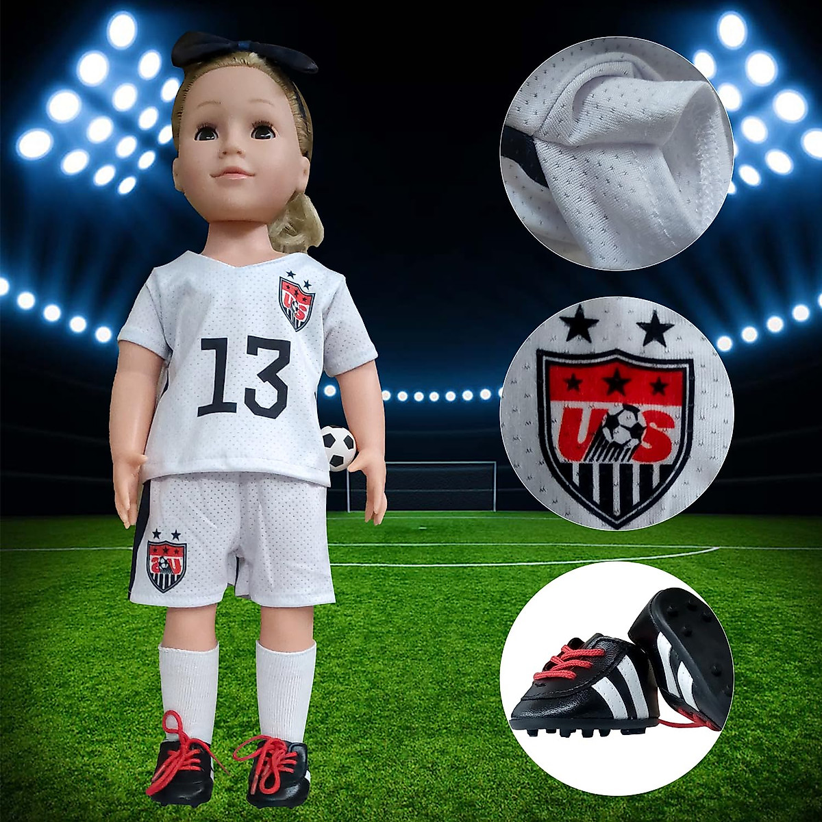 22 Pcs 18 Doll Sport Clothes Set -18 inch Dolls American Football, Basketball, Tennis Apparel and Accessories - Girls' Birthday, Festivals 18 "Doll Apparel Gifts