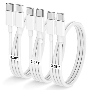 LOFPYE 3-Pack 3.3FT 60W USB C to USB C Cable, Type C to Type C Cable,Fast Charging Cable for iPhone 16 15 Pro Plus Pro Max，for Galaxy S24 S23, for iPad Pro/Air, for MacBook Pro/Air and More