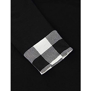 Messic Long Shirts for Leggings for Women, Tops to Wear with Leggings Cute Zip Vneck Pullover Tunic Tops Casual Comfy Lightweight Color Block Plaid Hooded Shirts for Women Black#2 XL