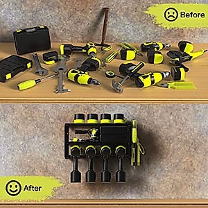 hannger Power Tool Organizer Wall Mount, 3 Layers 4 Holes Drill Organizer Wall Mount, Includes Drill Organizer Wall Mount and Tool Shelf for Maximum Efficiency