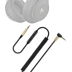 Studio3 Coiled Audio Cable Replacement for Beats Studio3 / Solo3 Wireless Headsets, 3.5mm in-line Mic/Volume Control Headphone Cord Works on PS5 Xbox One, 8ft